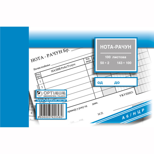 Nota račun A6 - Papirni Svet