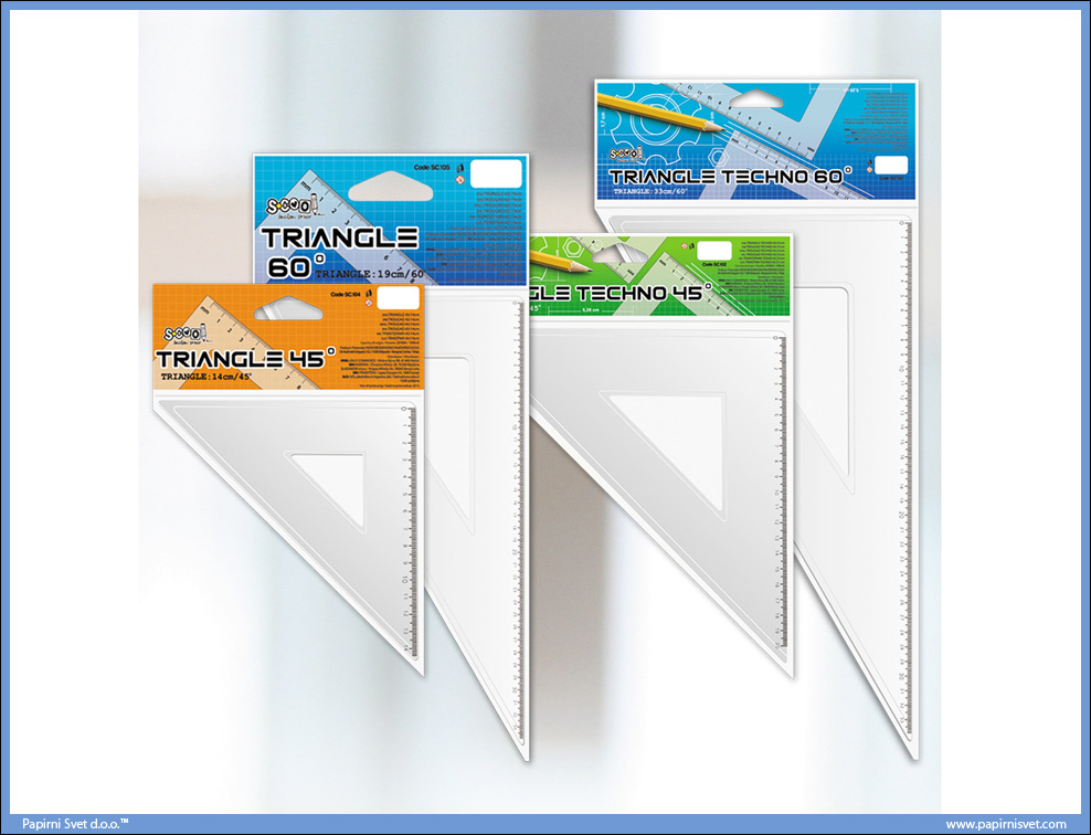Trougao 45° 14cm PVC, S-COOL - Papirni Svet