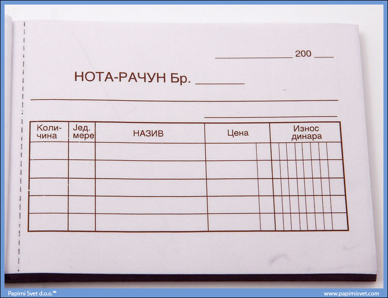 Nota račun A6 | Papirni Svet d.o.o.