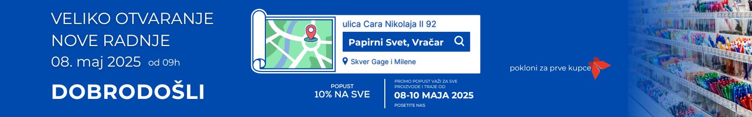 Nova maloprodaja - Vračar - Papirni Svet
